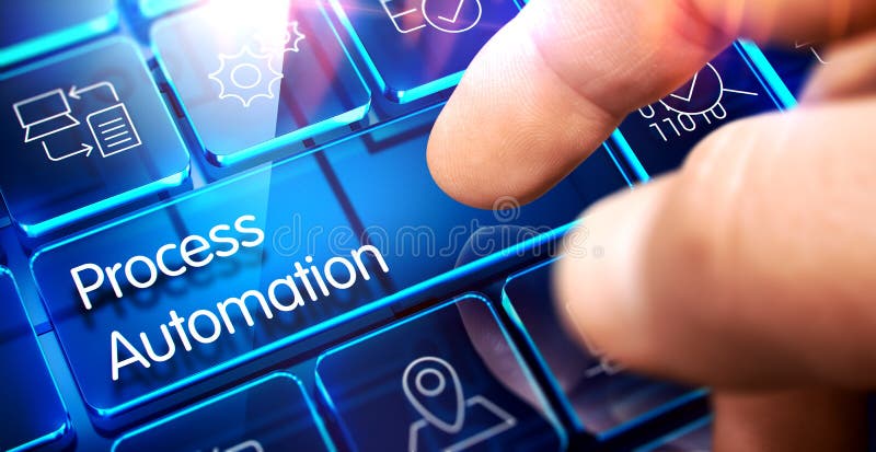 Process Automation - Text on the Blue Keyboard Key. 3D. Stock Image ...