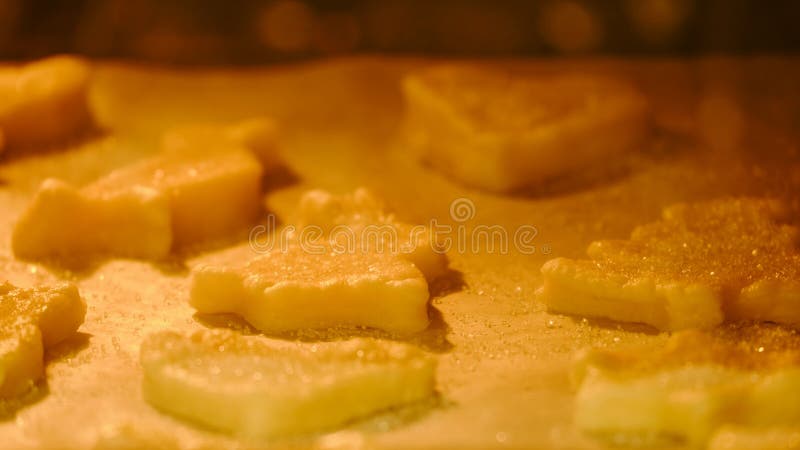 Process of Baking Cookies from Puff Pastry in the Oven. Cooking Cooki ...