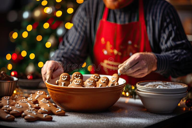 Process of Baking and Decorating Gingerbread Men Christmas Sweet ...