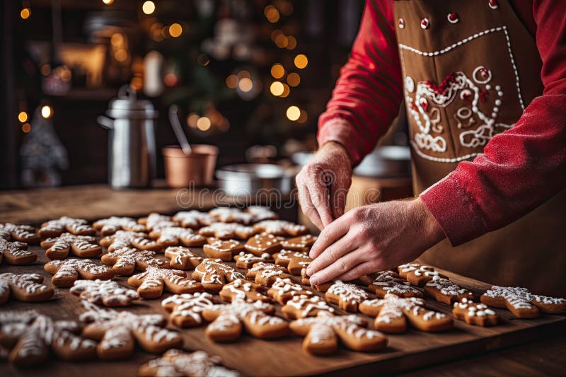 Process of Baking and Decorating Gingerbread Men Christmas Sweet ...