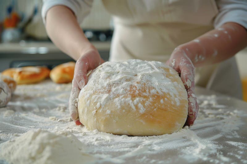 The Process of Baking Round Bread in the Oven. Stock Illustration ...