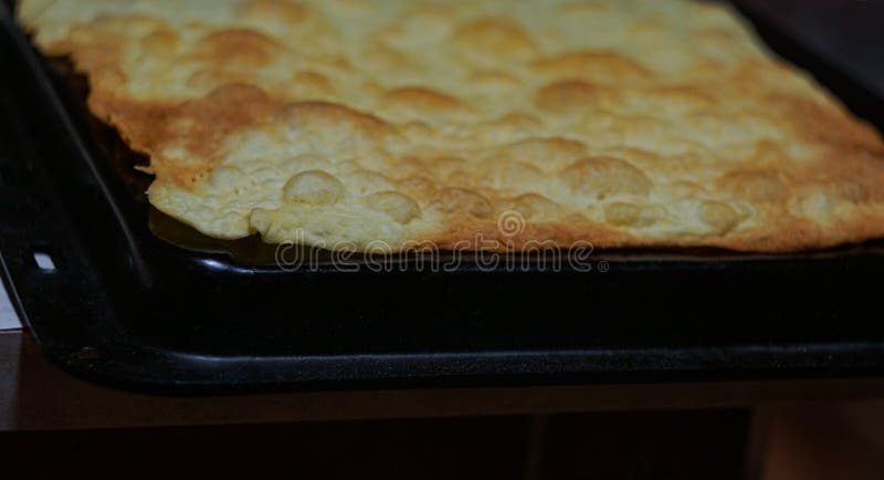 Uncooked Pastry in an Iron Pan Stock Image - Image of crisp, person ...