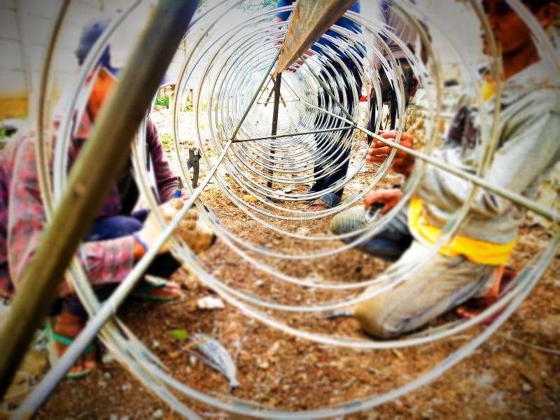 Process of Barbed Wire Work for Yard Security ? Stock Image - Image of ...