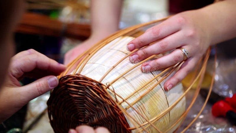 Process of Basket Braiding Lesson, only Hands Stock Footage - Video of ...