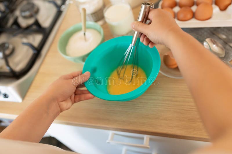 The Process of Beating Eggs in an Omelet Bowl Stock Image - Image of ...