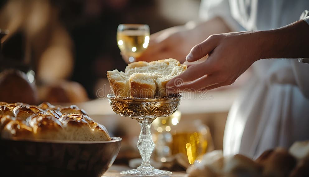 The Process of Breaking Bread. Religious Tradition of Breaking Bread ...