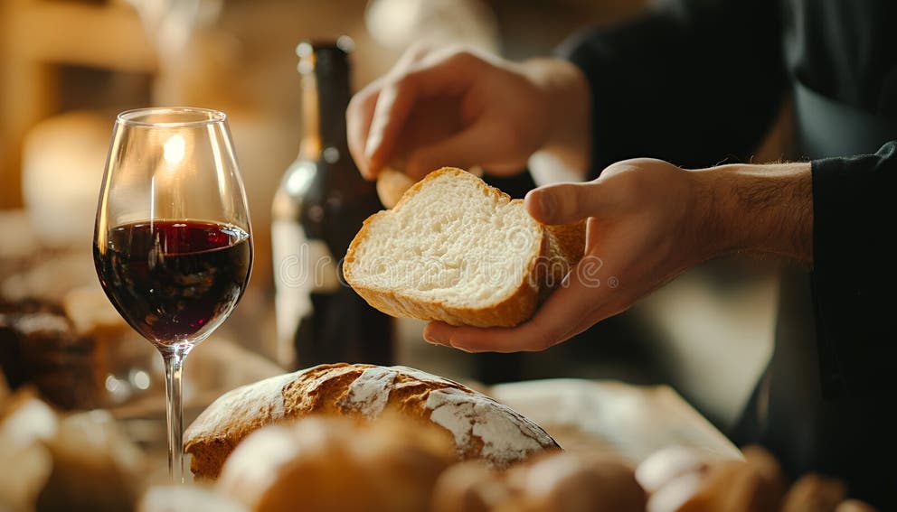 The Process of Breaking Bread. Religious Tradition of Breaking Bread ...