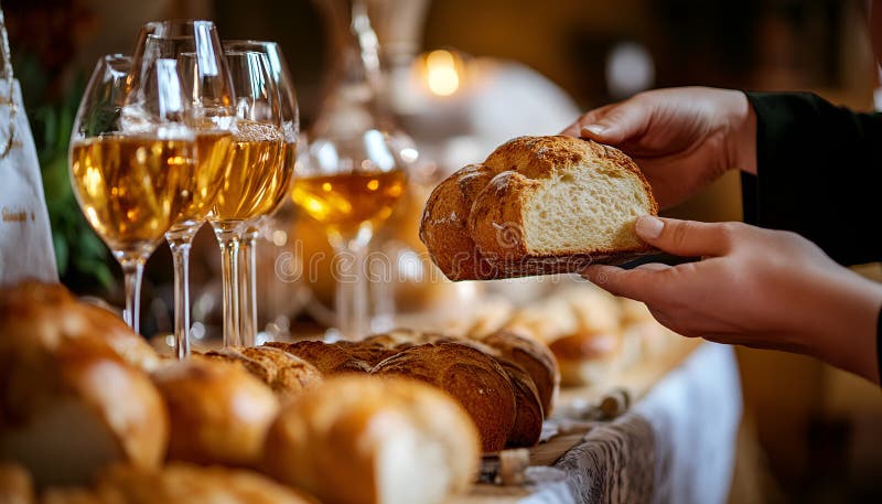 The Process of Breaking Bread. Religious Tradition of Breaking Bread ...