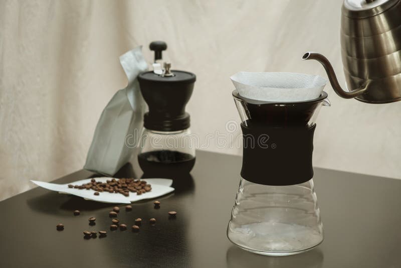 Process of Brewing V60 Filter Coffee Stock Photo - Image of brown ...