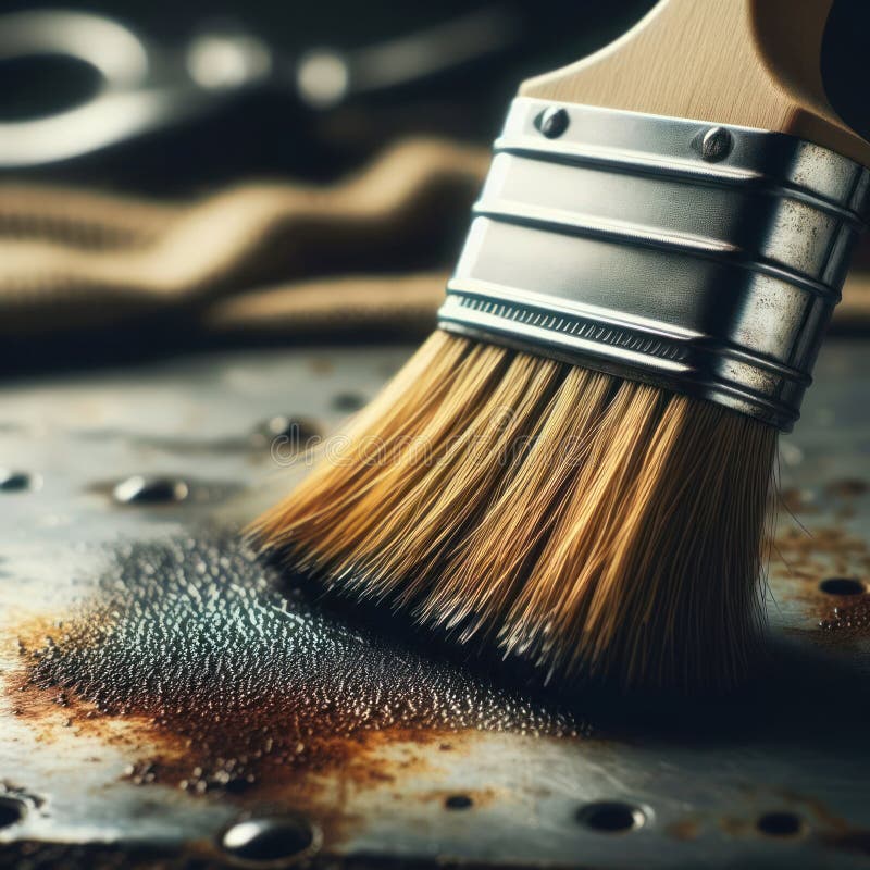 The Process of Brushing a Rusty Metal Surface, Close-up. Stock Image ...