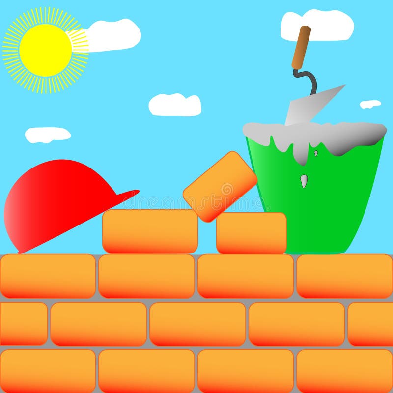 The Process of Building a Brick House Stock Vector - Illustration of ...