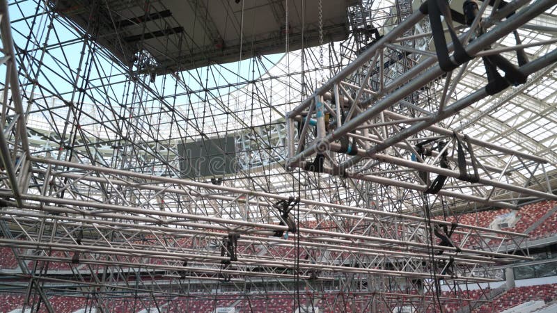 The Process of Building a Concert Venue at the Stadium. Concert Stage ...