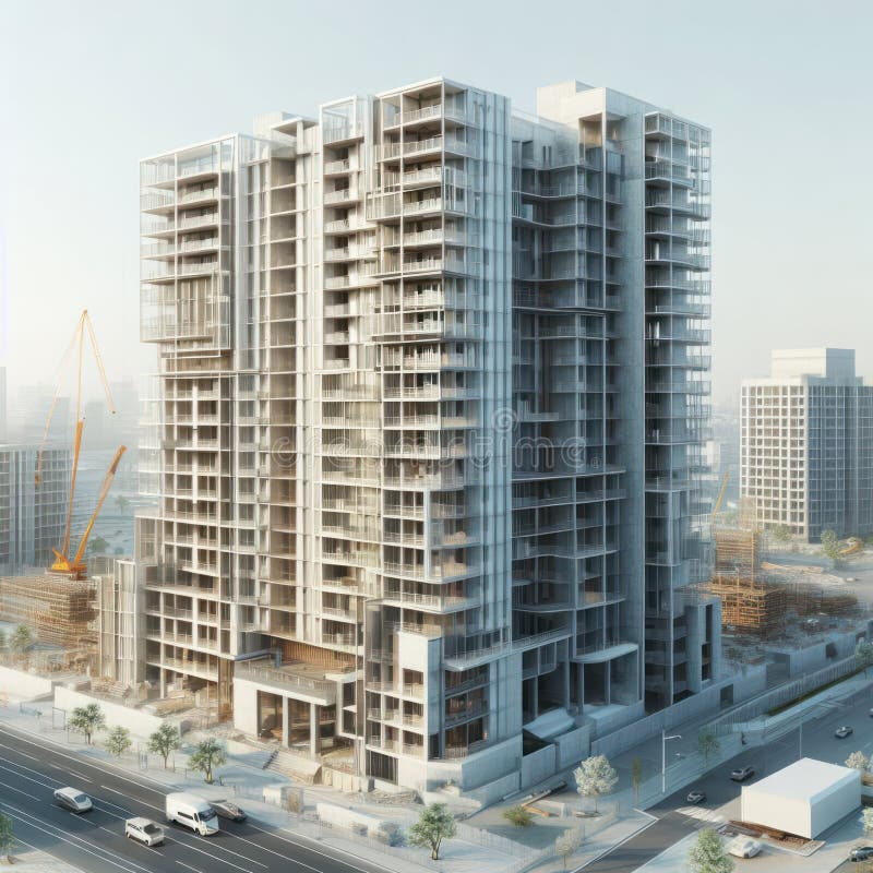 The Process of Building a Large Multi-storey Building. Stock ...