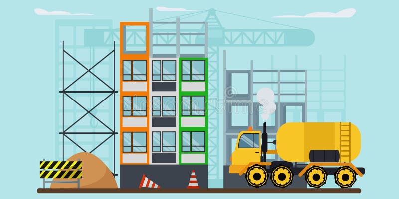 The Process of Building New Homes Stock Vector - Illustration of ...