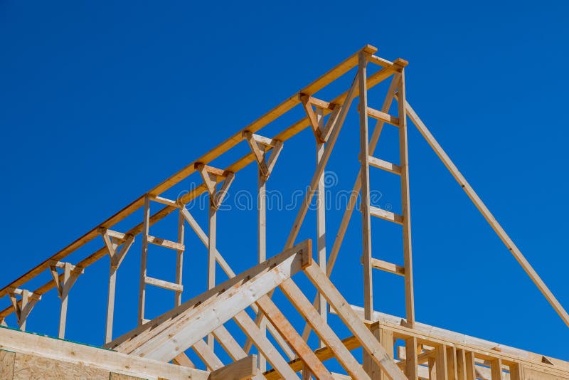 In Process of Building a New House, the Framework Framing Beam Stick ...