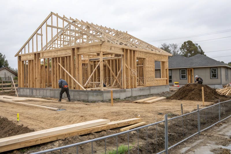 New House Construction from the Ground Up Stock Illustration - Illustration of property, process ...