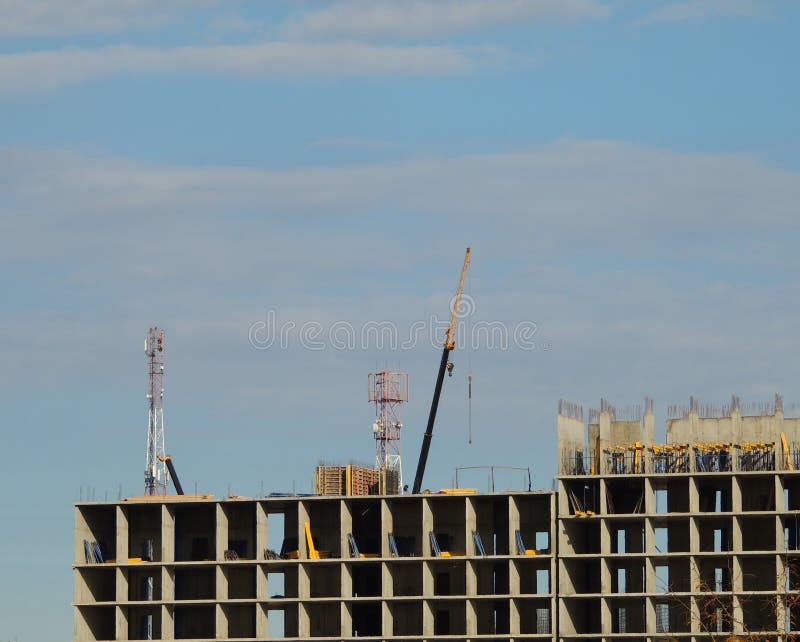 The Process of Building a Residential Apartment Building Stock Image ...