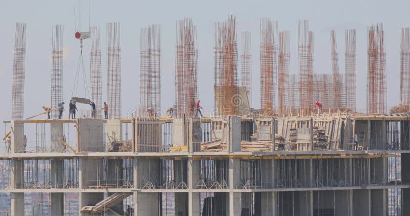 Construction of a Multi-story Residential Buildings. a Lot of ...