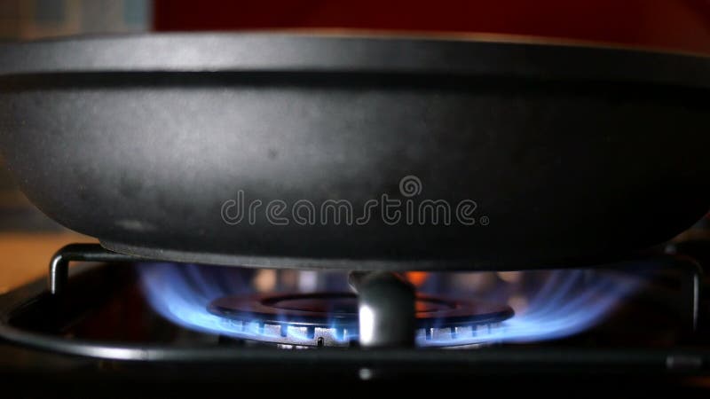 Process of Burning and Appearing Blue Flame of Gas Methane or Propane ...