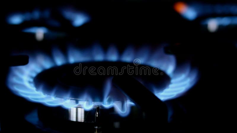 Process of Burning and Appearing Blue Flame of Gas Methane or Propane ...