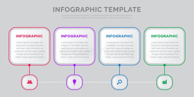Business Infographic Thin Line with Square Template Design with Icons ...