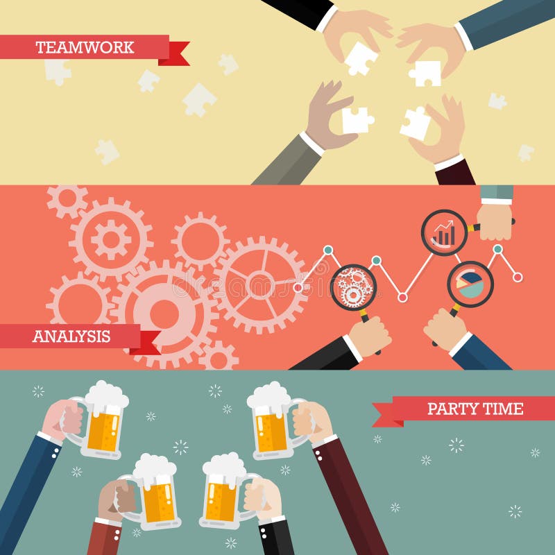 Process of Business Teamwork Stock Vector - Illustration of data ...