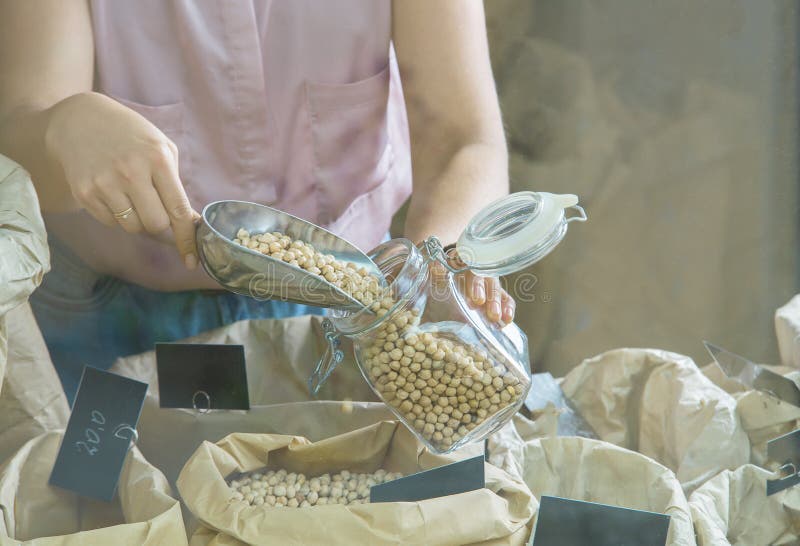 The Process of Buying Products in a Store without Plastic Stock Image ...