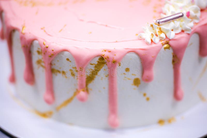 Process of Cake Baking with the Chef Decorating the Frosted Cake with ...