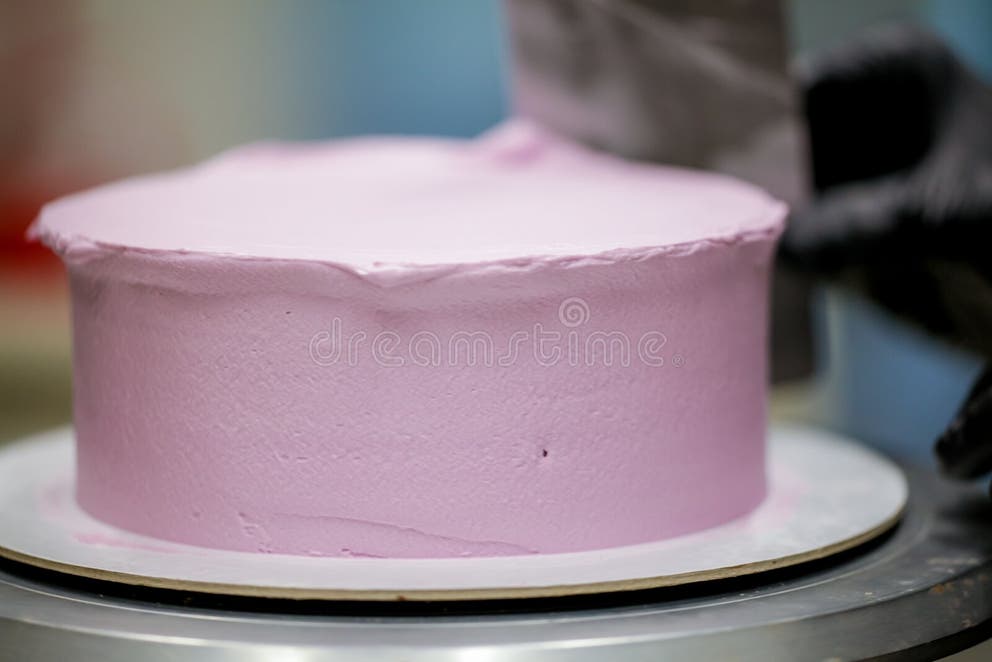 Process of Cake Baking with a Pastry Chef Using Spatula Scraper To ...