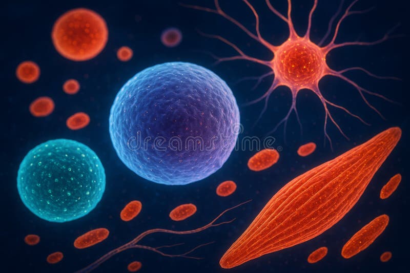Various Types of Human Cells, Including Nerve and Muscle Cells. this ...