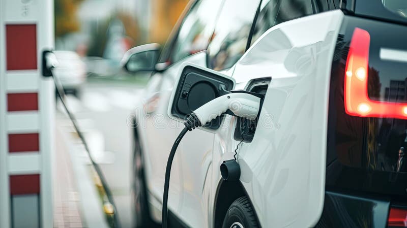 The Process of Charging an Electric Car Close-up Stock Image - Image of ...