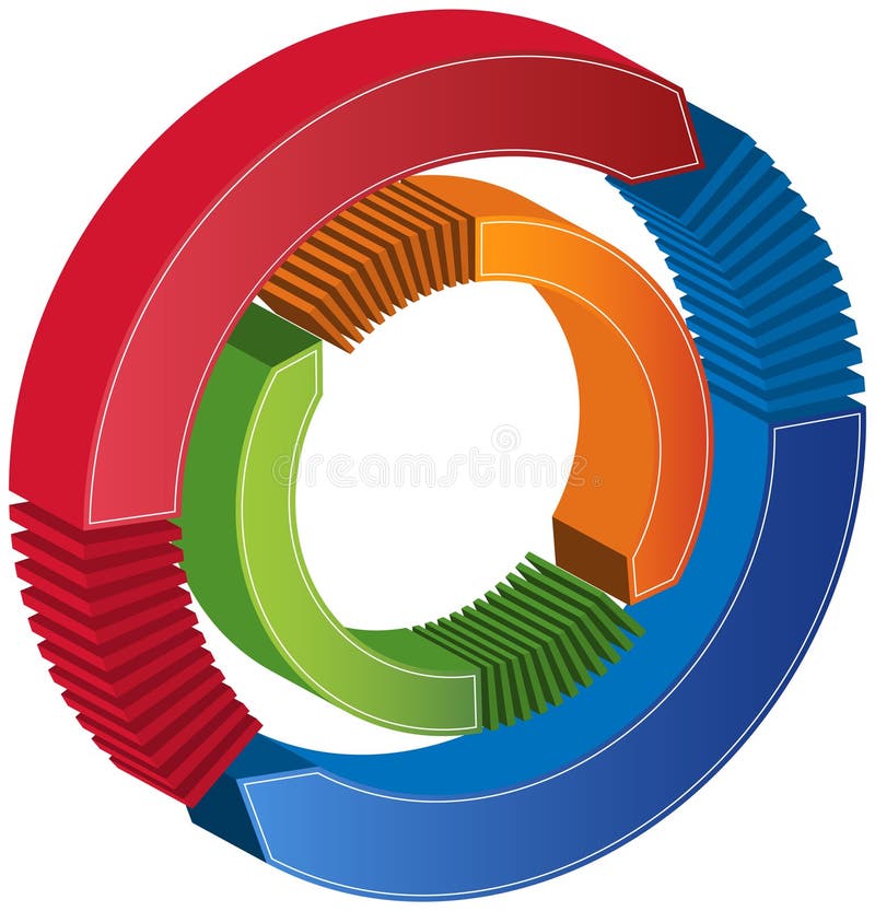 Process Circle Diagram - 3D Arrows Stock Vector - Illustration of ...