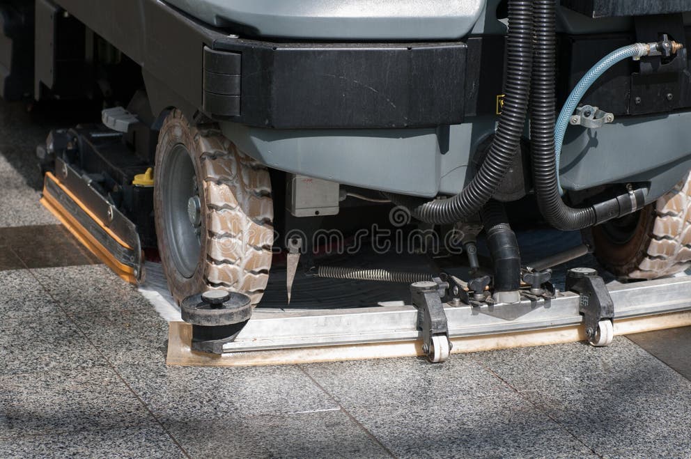 Process of Cleaning Walkways Machine Stock Image - Image of industrial ...