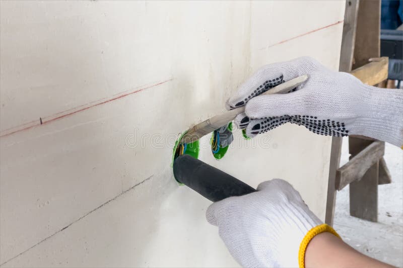 The Process of Cleaning the Socket Box from Debris Stock Image - Image ...