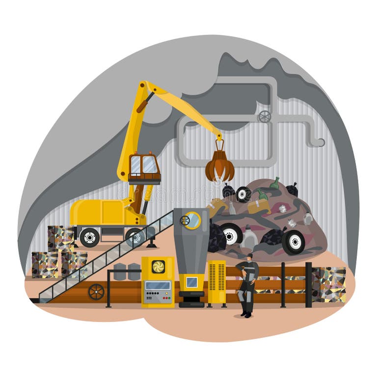 Process of Compressing Garbage before Disposal in the Production Shop ...