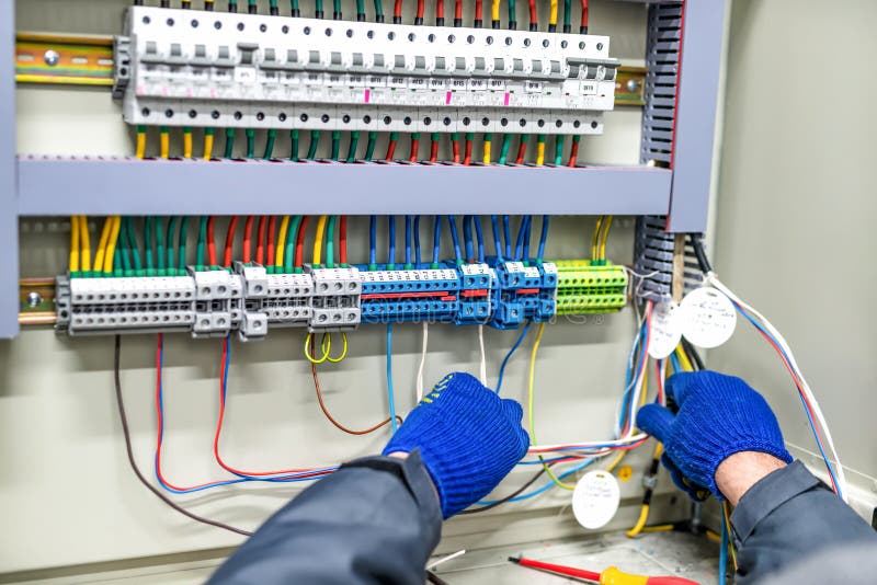 The Process of Connecting Wires Stock Photo - Image of electronics ...