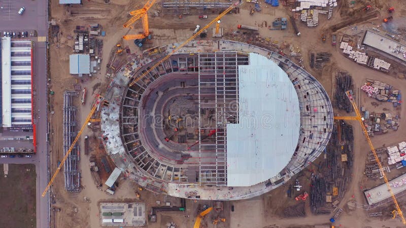 Process of Constructing New Arena Bowl at Building Site Stock Video ...