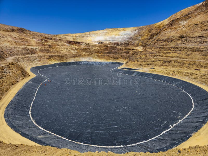 Process Constructing Water Pools Geosynthetic Materials Bottom Open Pit ...