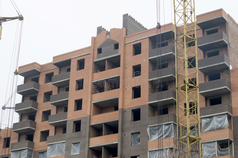 The Process of the Construction of a New Brick House with the he Stock ...