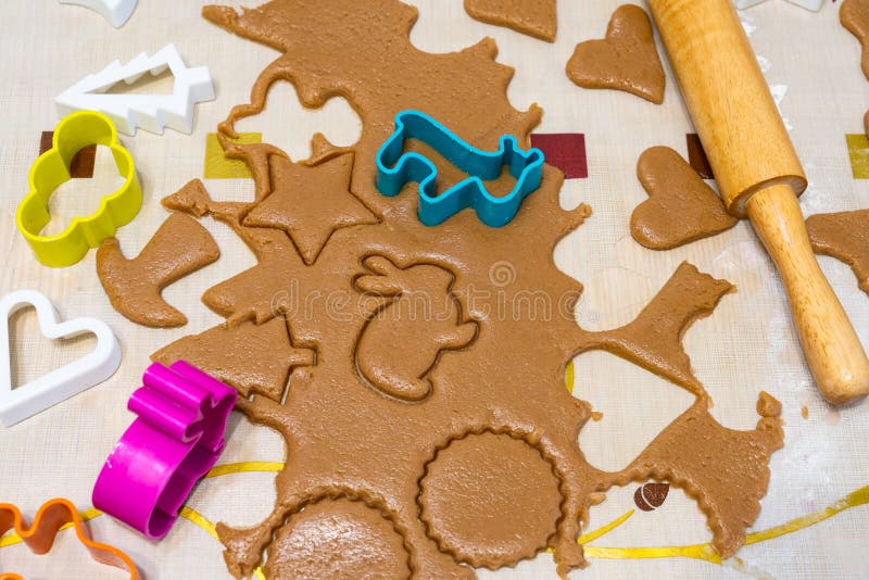 The Process of Cooking Cookies at Home. Cut Cookies from Dough Using ...