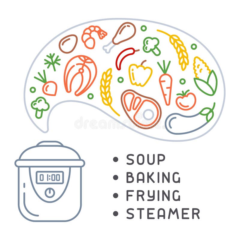 Process of Cooking Different Products in a Slow Cooker Stock Vector ...