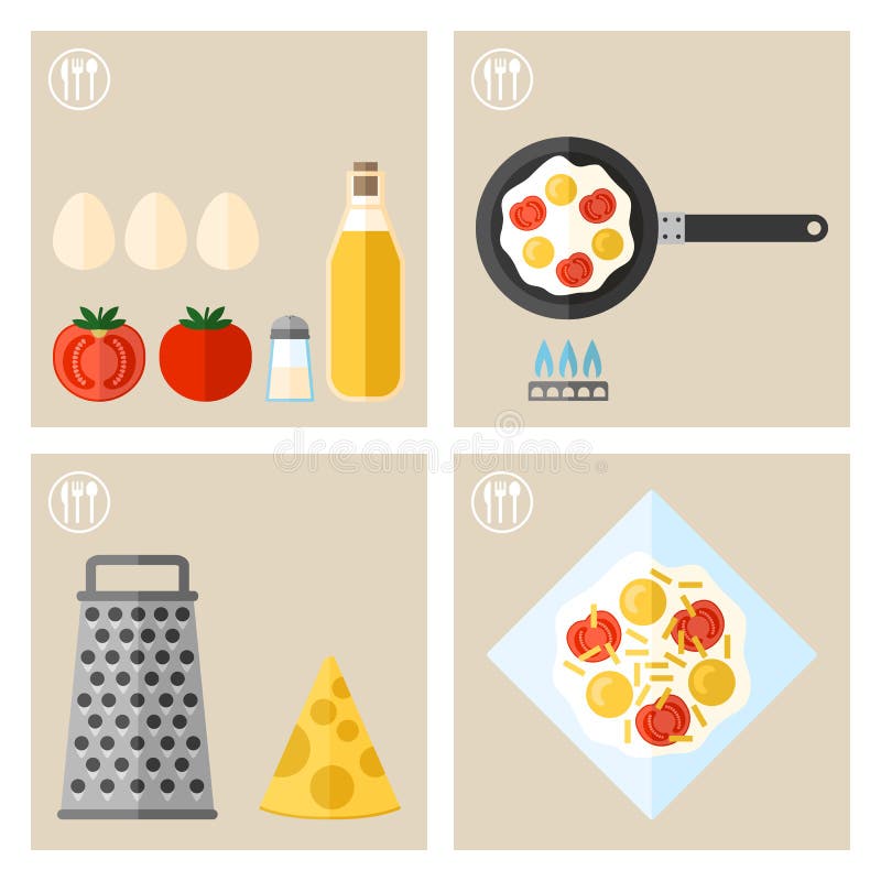 Process of Cooking Eggs, Recipe, Cooking and Icons Food Stock Vector ...