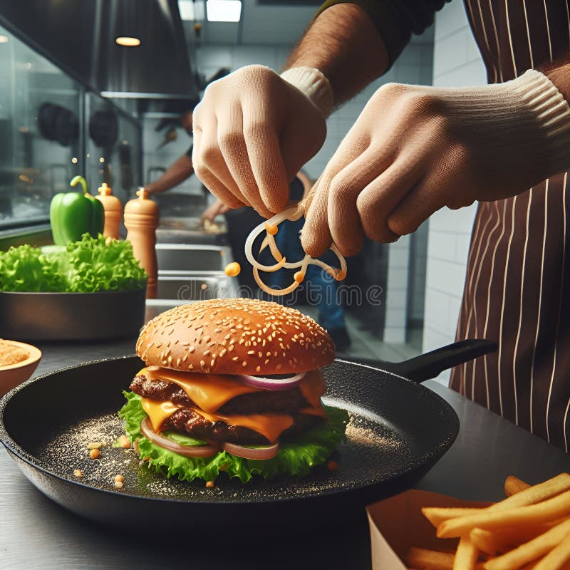 The Process of Cooking a Hamburger Shows All Its Internal Ingredients ...