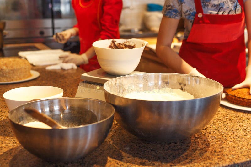 Process of Cooking Homemade Cake in Restaurant Stock Photo - Image of ...