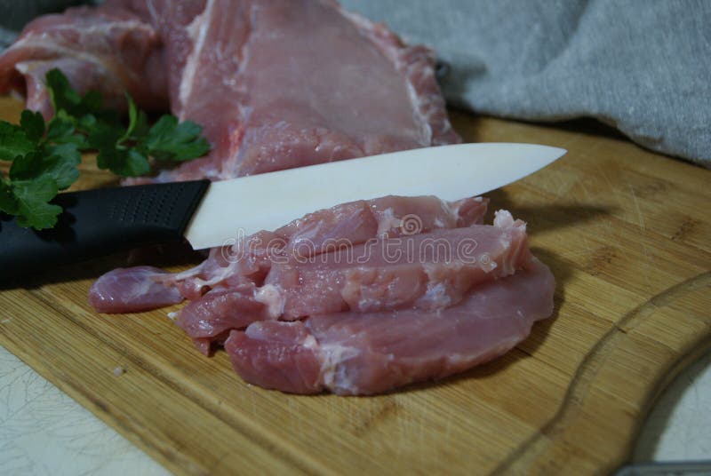 The Process of Cooking the Juicy Meat at Home Stock Image - Image of ...