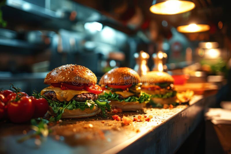 Process of Cooking an Order in Kitchen of Fast Food Restaurant Stock ...