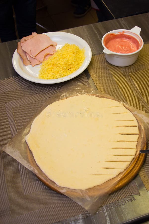 Process of Cooking Pizza by Children in the Master Class Stock Image ...