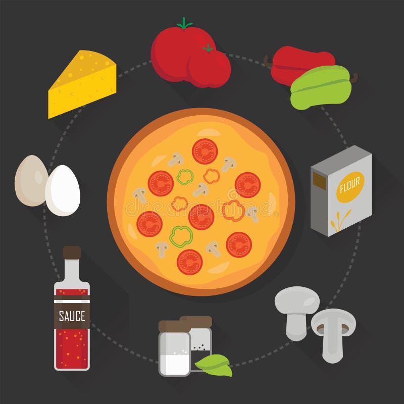 Process of cooking pizza. stock vector. Illustration of cooking - 57768892