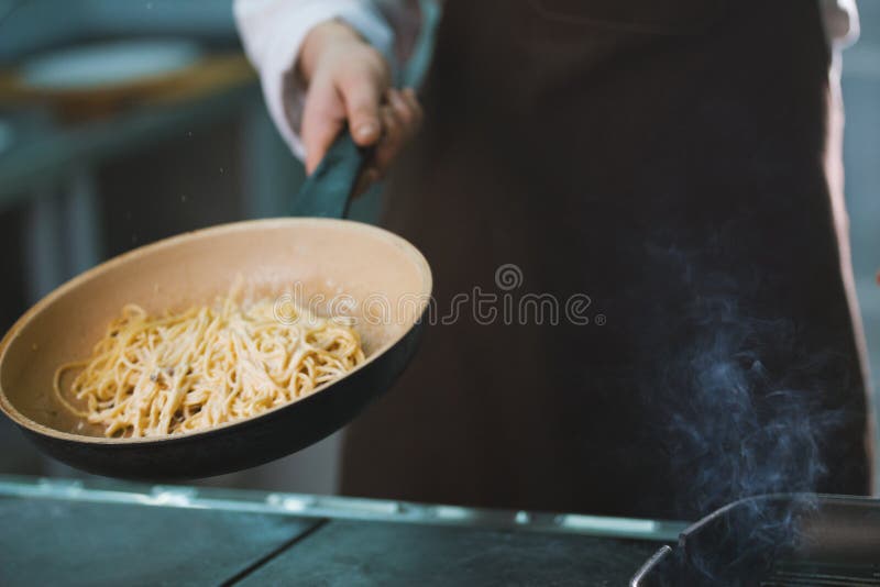 Process of Cooking Spaghetti with Sauce Stock Image - Image of cooking ...