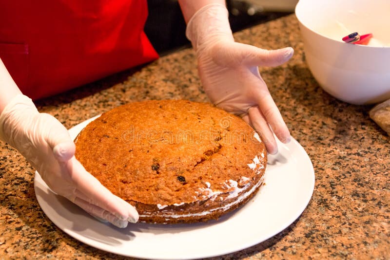 Process of Cooking Sponge Cake in Restaurant Stock Photo - Image of ...